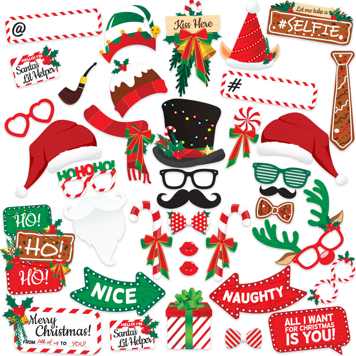 Christmas Photo Booth Props Printable